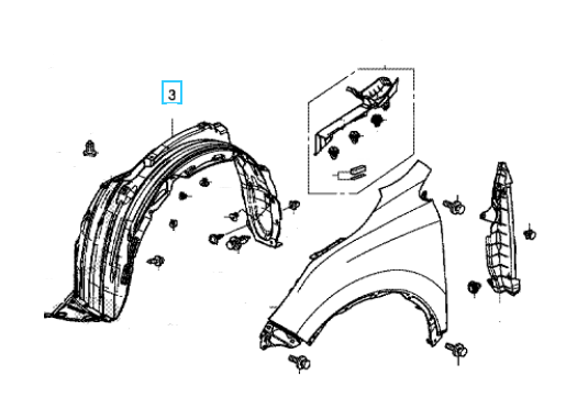 Крыло в сборе, прав. передн. внутр. (Оригинал)