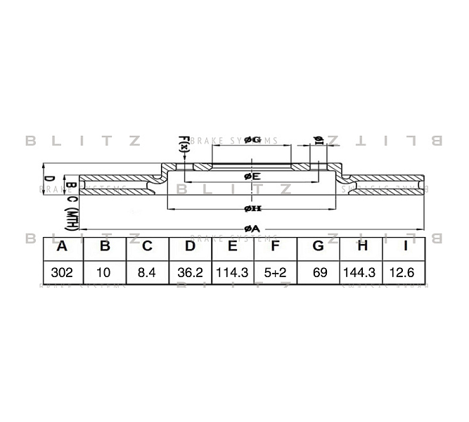 BLITZ BS0484 диск тормозной задний\ Mitsubishi (Мицубиси) asx / l 200 IV / Outlander (Аутлендер) (Комплект 2 штуки)