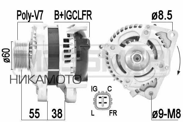 ERA 209412 Генератор HONDA CR-V/ACCORD 2.0 07- 130A