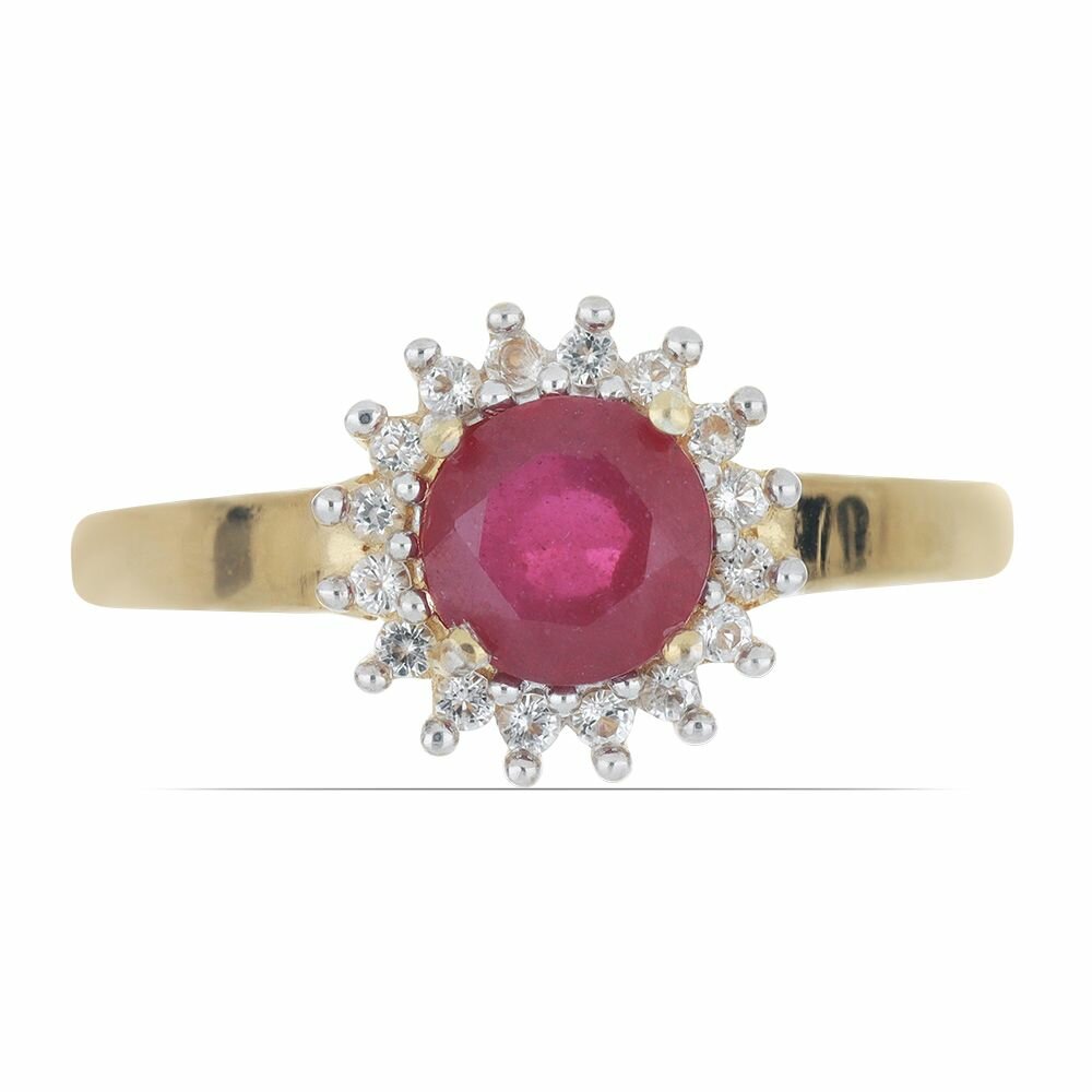 Кольцо тонкое, серебро, 925 проба, топаз, рубин