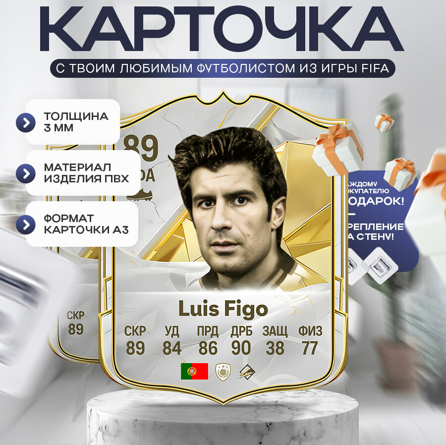 Карточка фифа с футболистом Luis Figo 89 A3