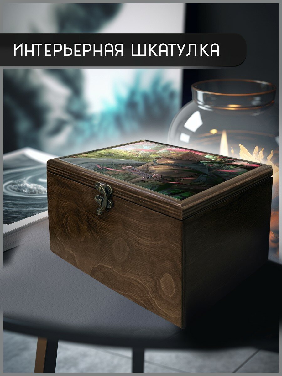 Шкатулка интерьерная для украшений универсальная 22x17x12 см милота доге (мемы, собака, чимс, самурай, азия) - 707