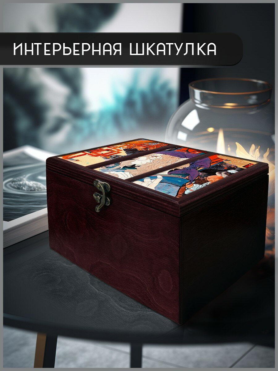 Шкатулка интерьерная вишня "Тройная" для украшений универсальная 22x17x12 см Аниме Mononoke (Аптекарь, монстры, Япония, эстетика) - 868