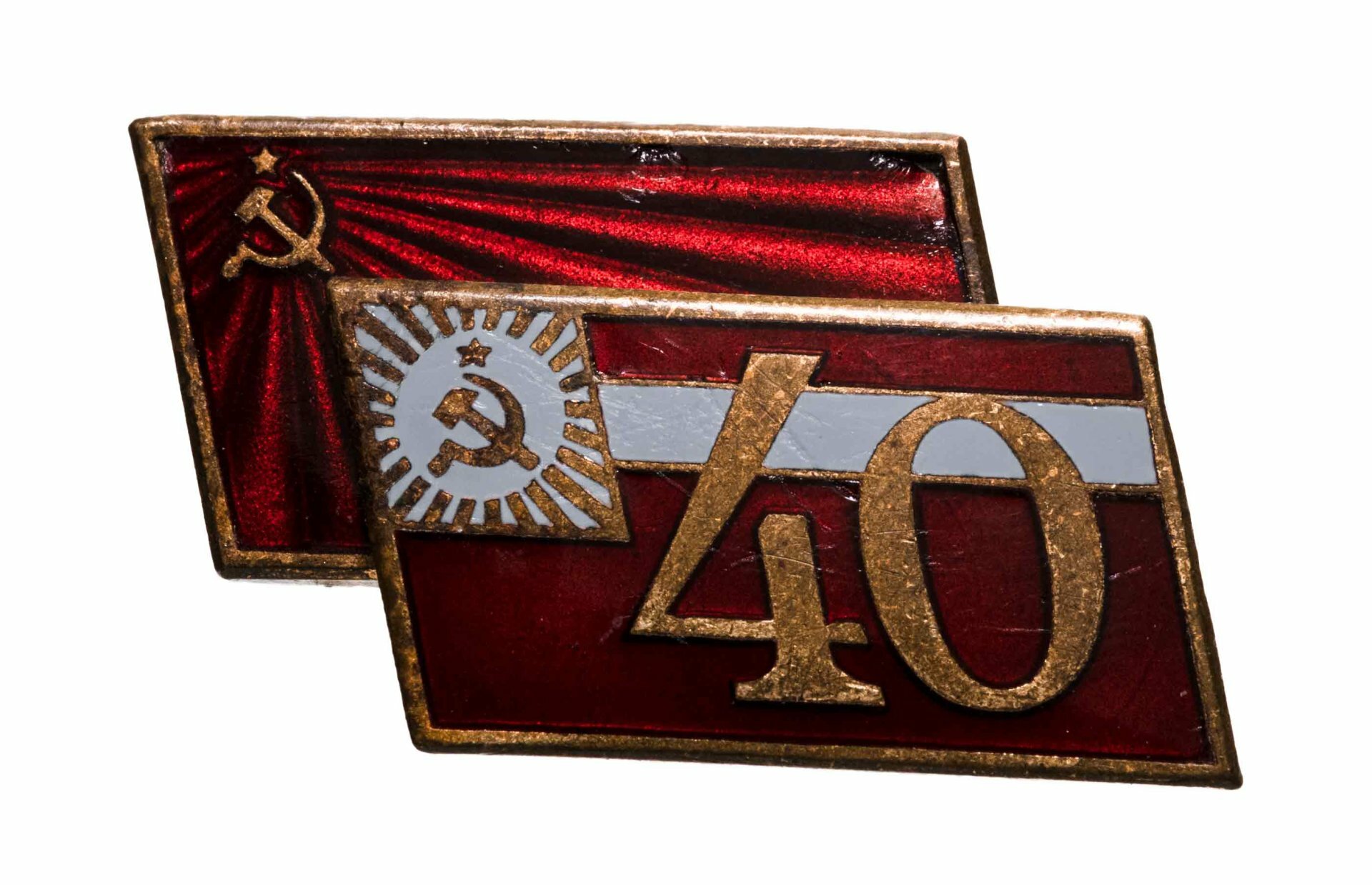 Памятный нагрудный знак в честь 40-летия Грузинской ССР, томпак, эмаль
