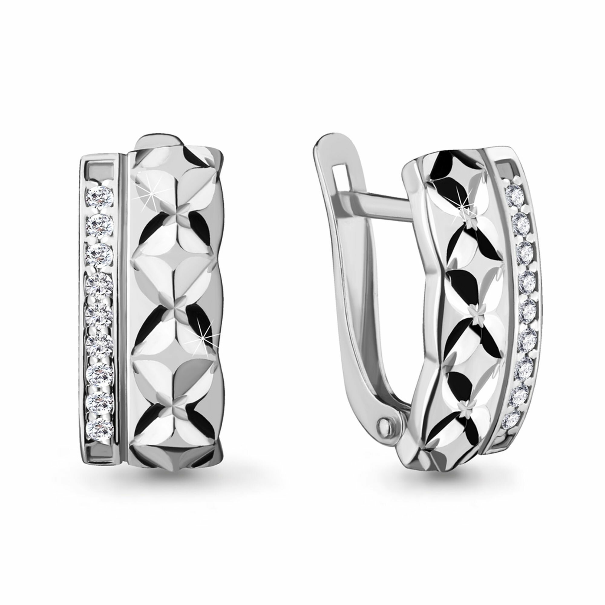 Серьги, серебро, 925 проба, родирование, фианит