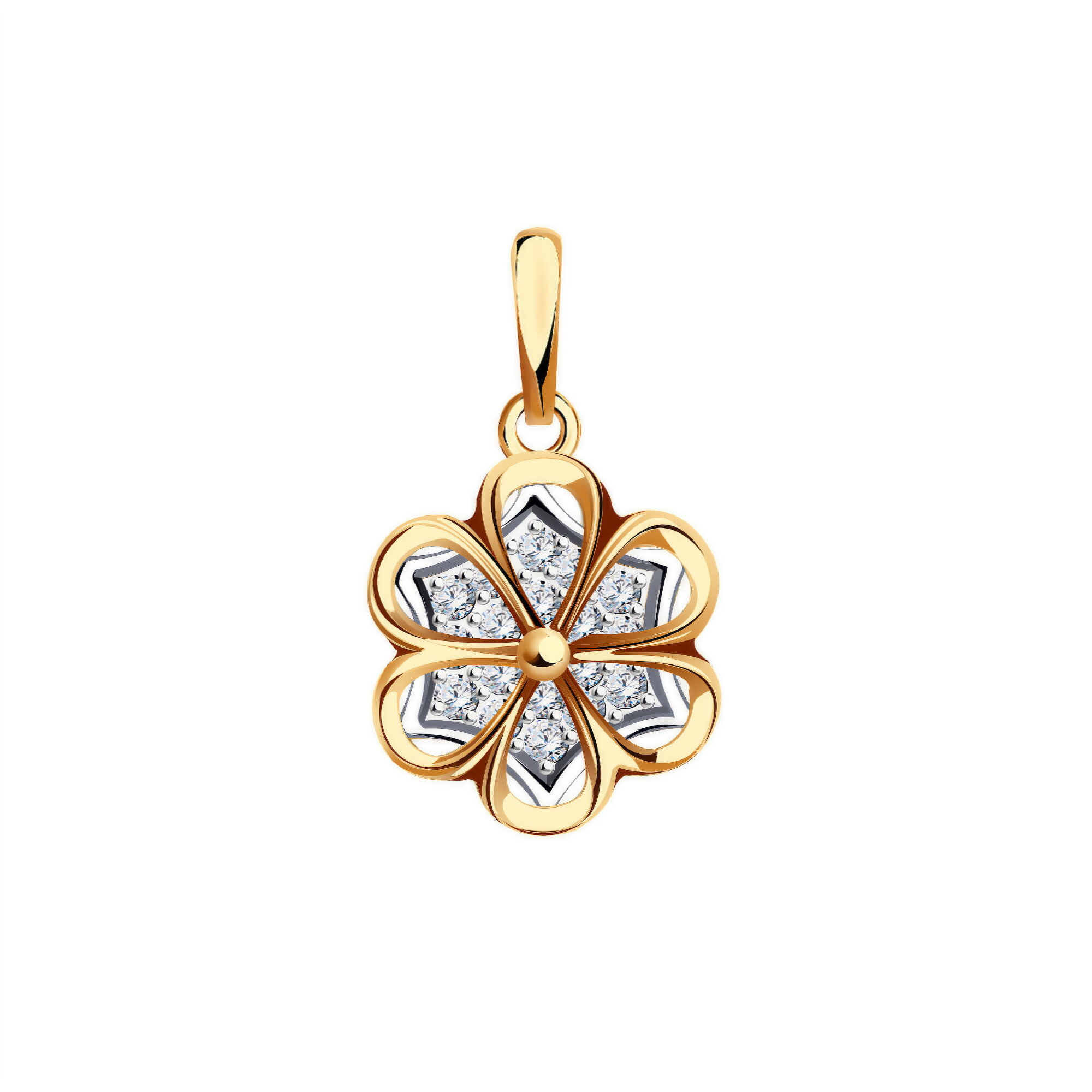 Подвеска Diamant online, красное золото, 585 проба, фианит