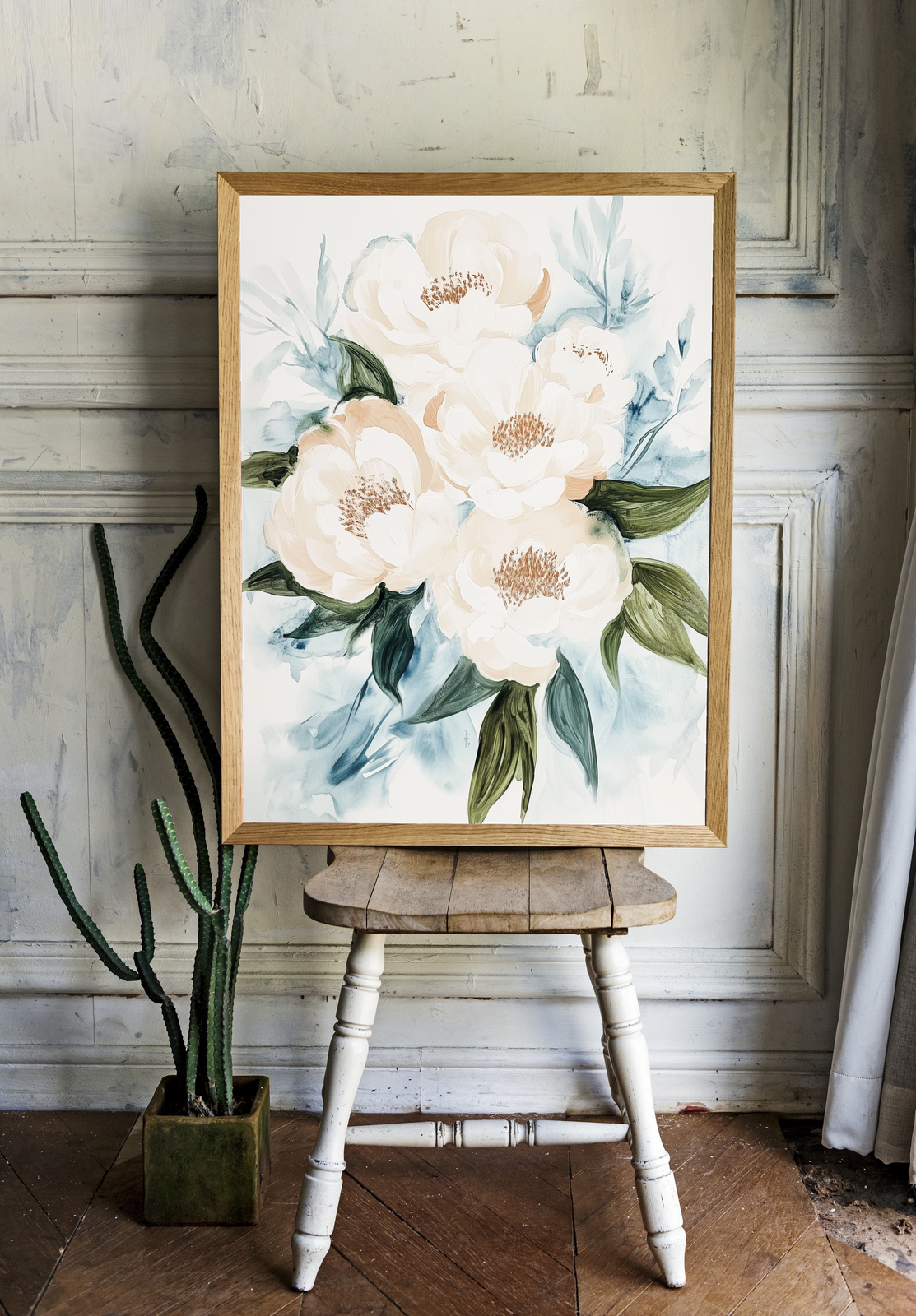 Постер "Нежные белые пионы" 50x70 без рамы