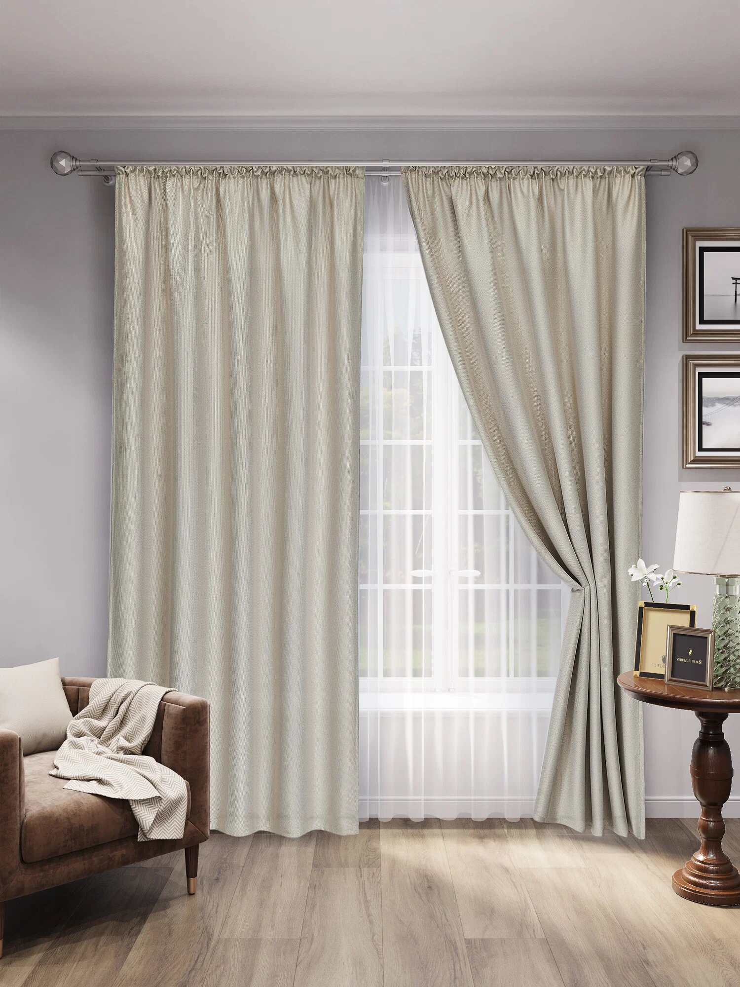 Плотные шторы рогожка димаут 200х260, комплект 2 штуки