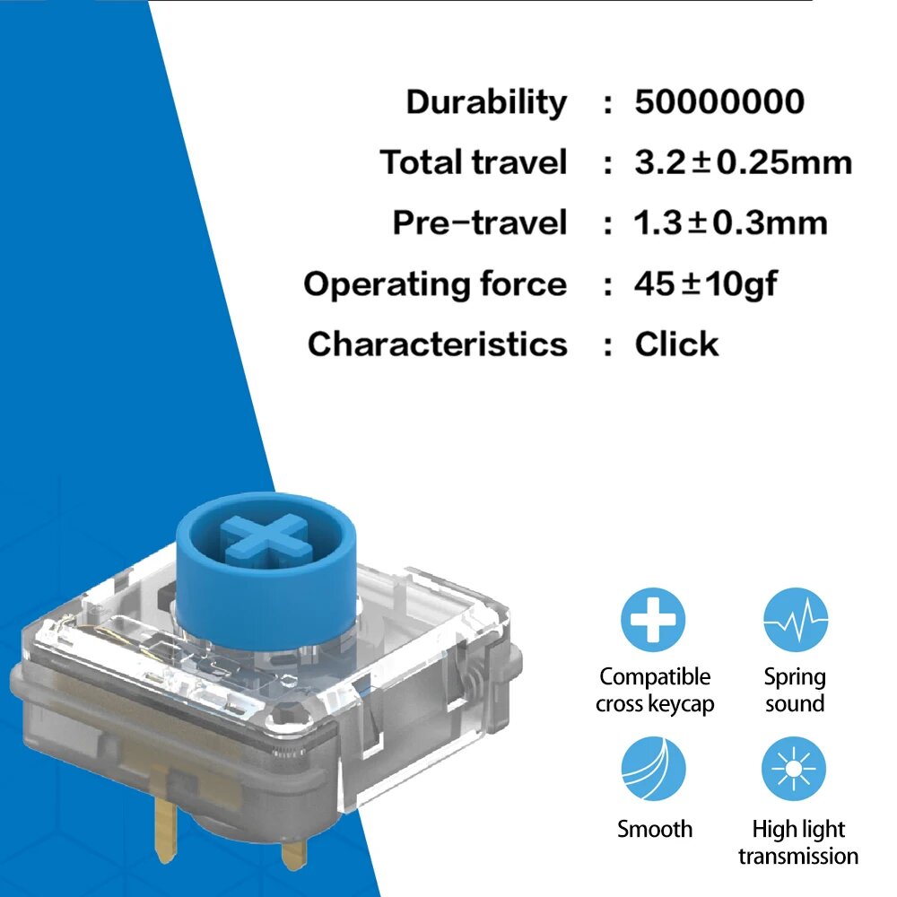 TTC KS32 Blue switch, 10 шт. низкопрофильные переключатели