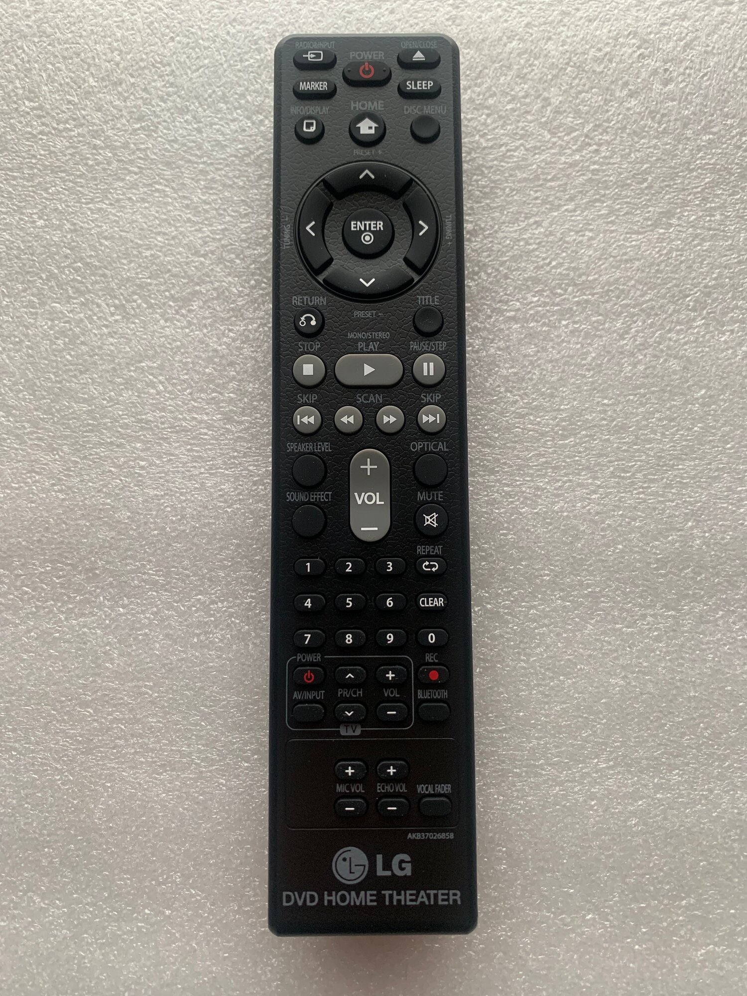 Пульт ДУ LG AKB37026858, для домашнего кинотеатра и DVD-плееров, оригинальный, черный
