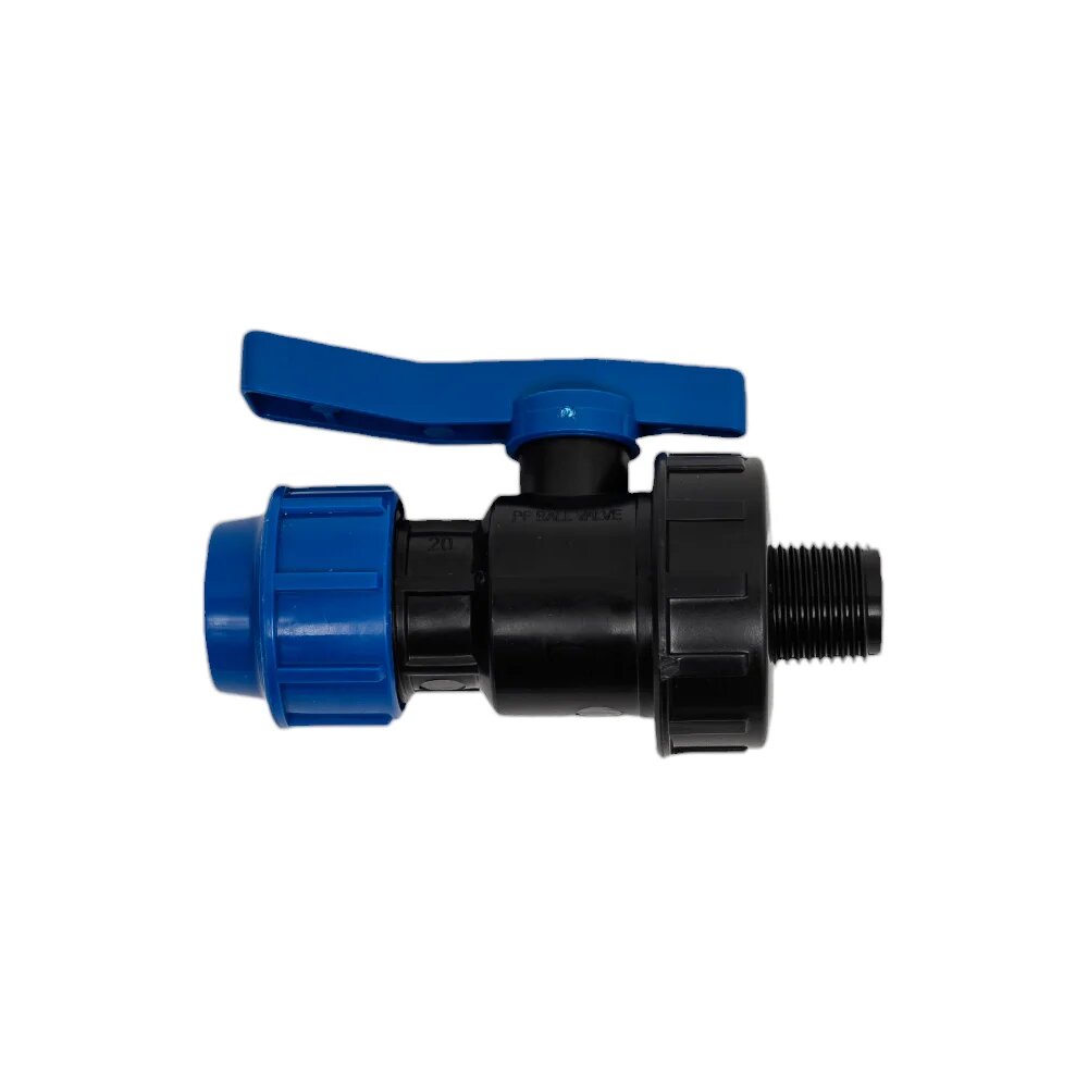 Компрессионный кран для ПЭ труб LAMMIN нр 20x1/2" Lm34105020015, пластиковая
