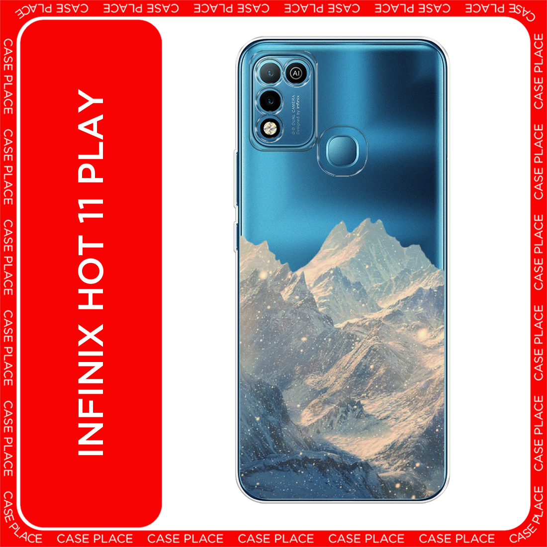 Чехол на Infinix HOT 11 Play / Инфиникс Хот 11 Плей с принтом Горы арт 2, прозрачный