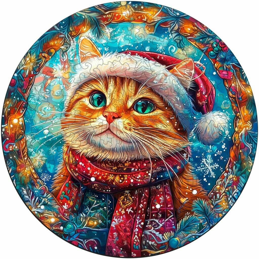 Деревянный пазл BoberBox "Зимний Котик", 229 деталей