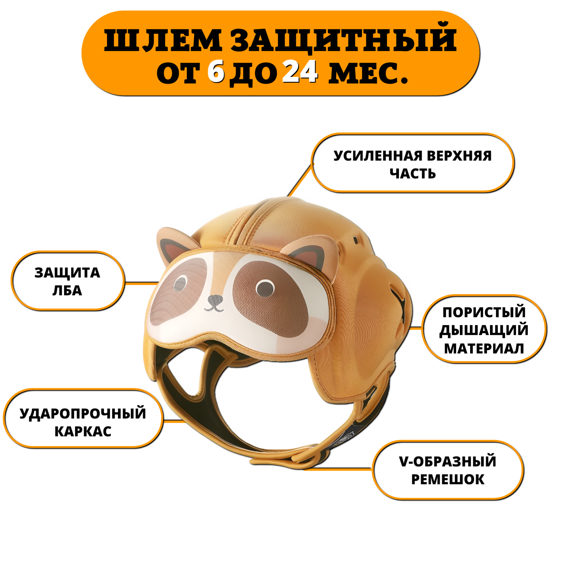 Шлем детский защитный для малышей от падений. Противоударная шапка-шлем для младенца