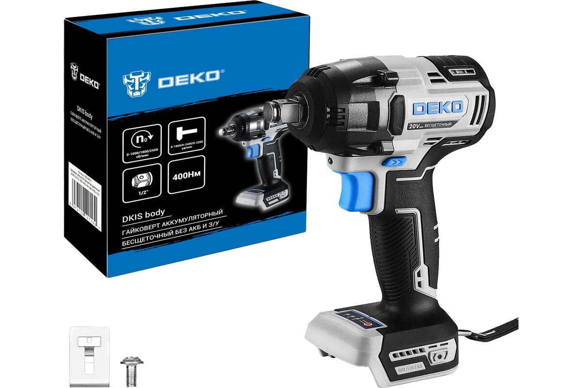 Гайковерт аккумуляторный бесщеточный DEKO DKIS, 20В, 400 Нм, без АКБ и з/у 063-4451