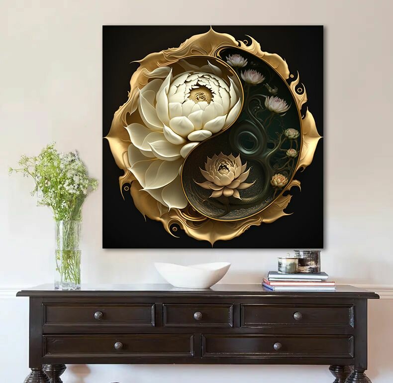 Картина "Инь-Янь, Дракон", поп-арт, холст, на подрамнике, 40x40 см