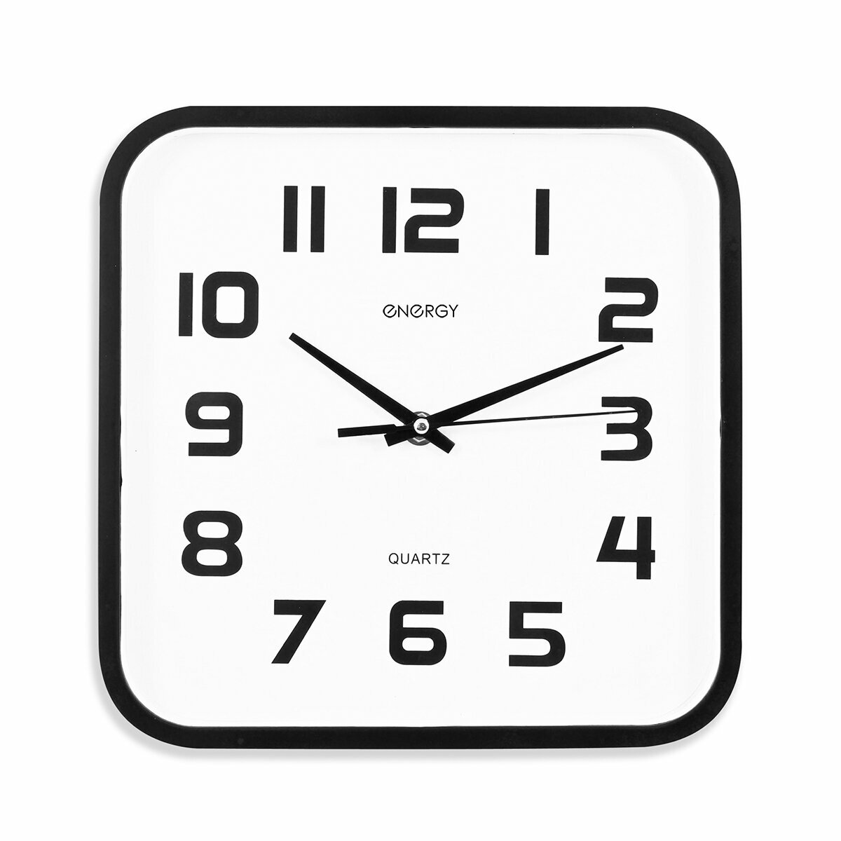 Часы настенные кварцевые "Energy" ЕС-08, квадратные, бело-чёрные