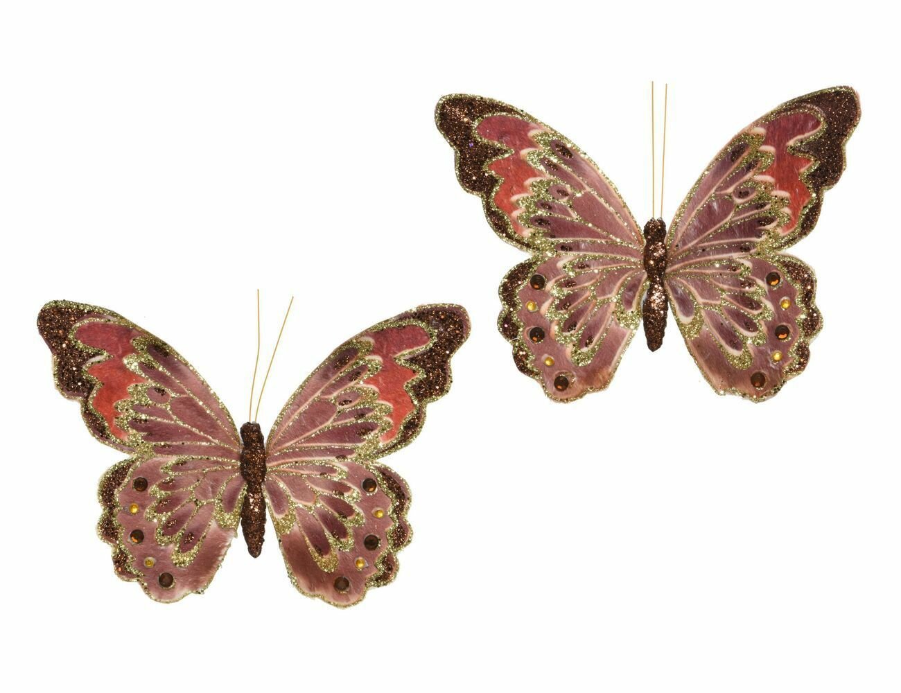 Декоративные бабочки коррин на клипсе, текстиль, 18 см, 2 шт, Kaemingk 521563
