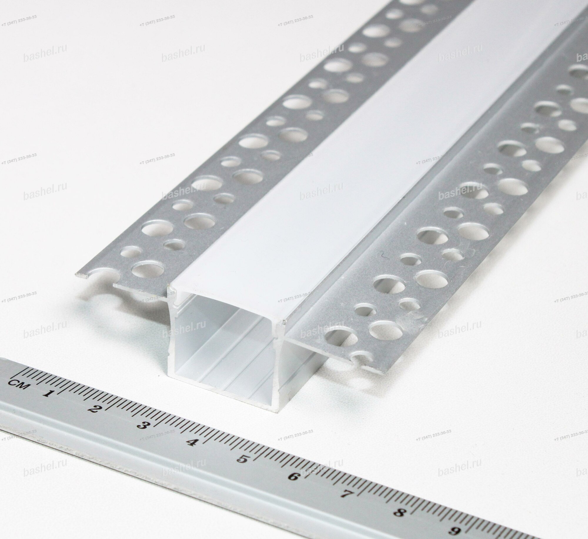 LP-872 64/24x20x2500(anod) встраиваемый в гипсокартон (прямой) с матовым экраном (макс. шир. ленты 18мм, 2.5м.), Профиль а