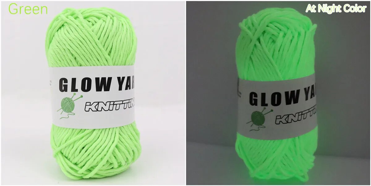 Светящаяся пряжа Green 03, 2 мм, полиэстер