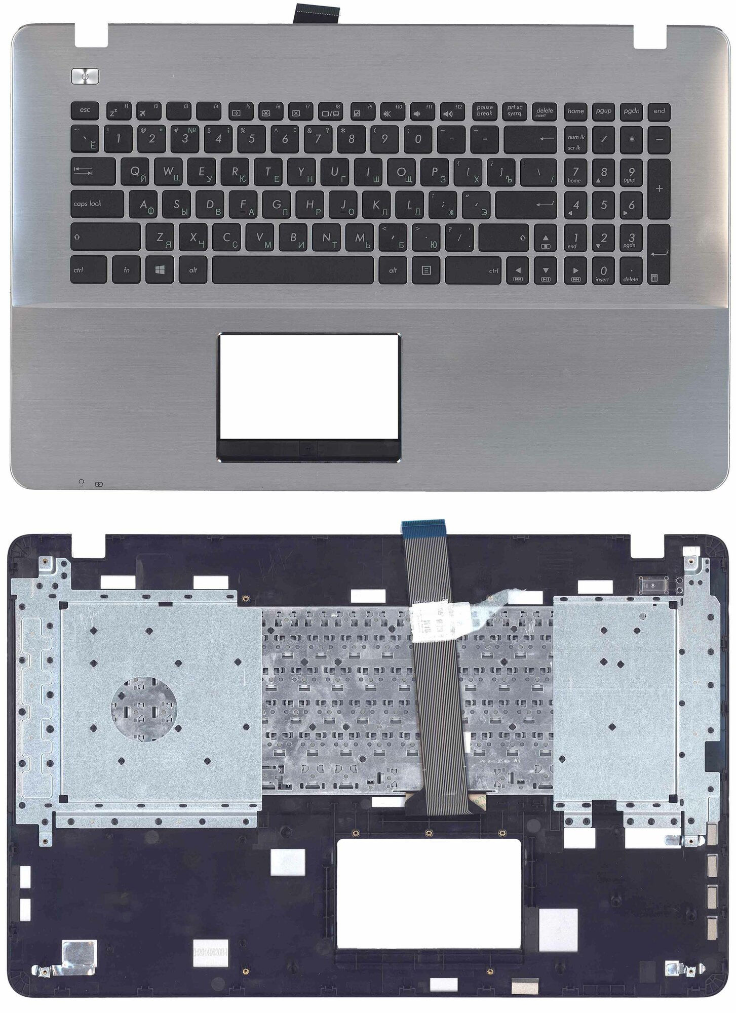 Клавиатура для ноутбука Asus X751 топ-панель черно-серебристый