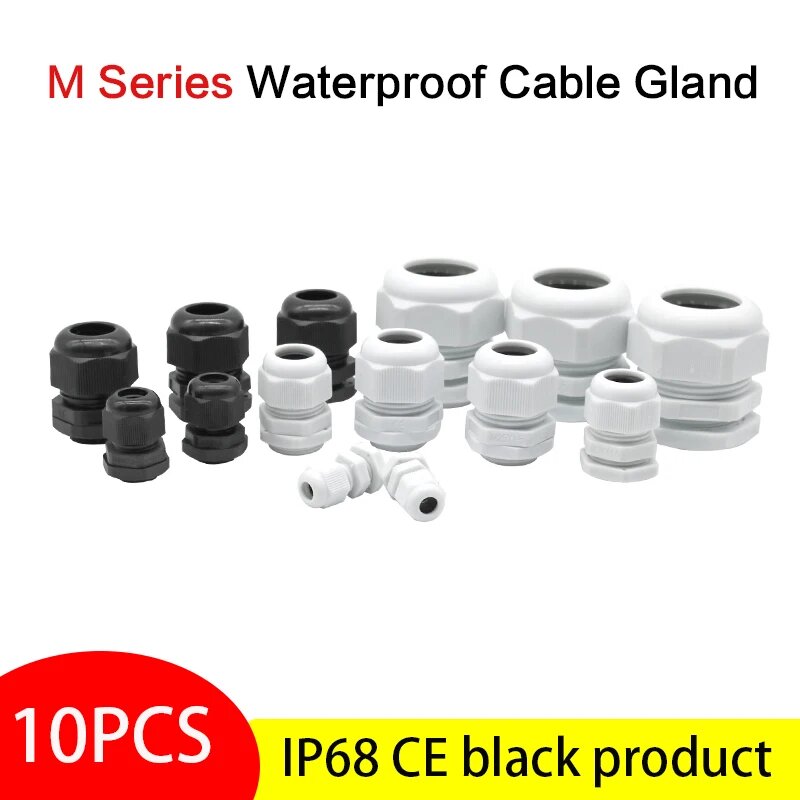 Водонепроницаемые пластиковые кабельные вводы из нейлона черные 10 шт. M16X1.5 black
