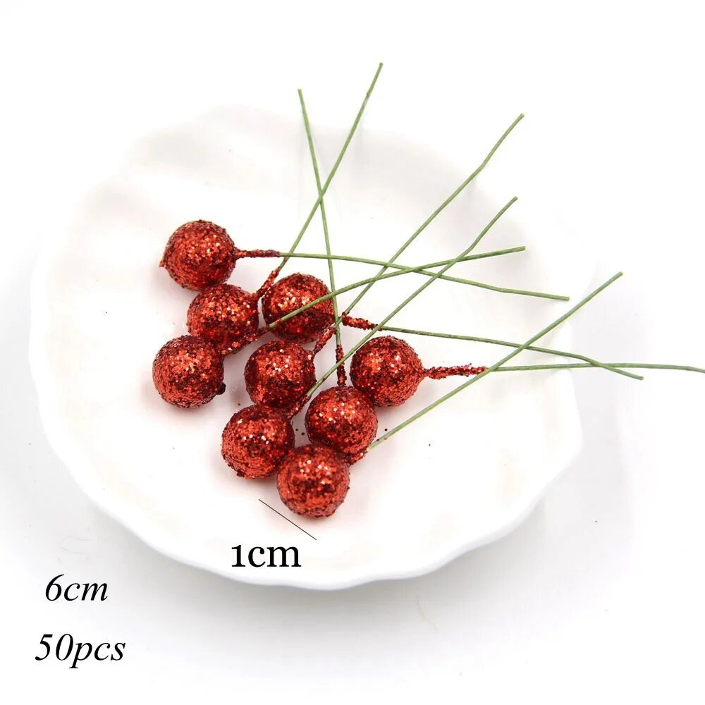 Искусственные рождественские ветви Partism Красный, 50pcs red