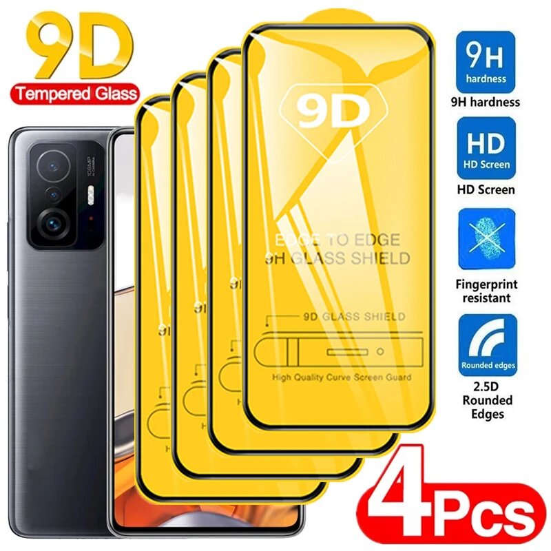 Защитное стекло 9D Full Cover для Xiaomi Poco X7 Pro X6 X5 X4 X3 NFC M7 M6 M5 M4 Поко х7 про, 2PCS