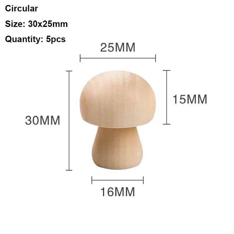 Деревянные грибы для поделок 30x25mm 5pcs