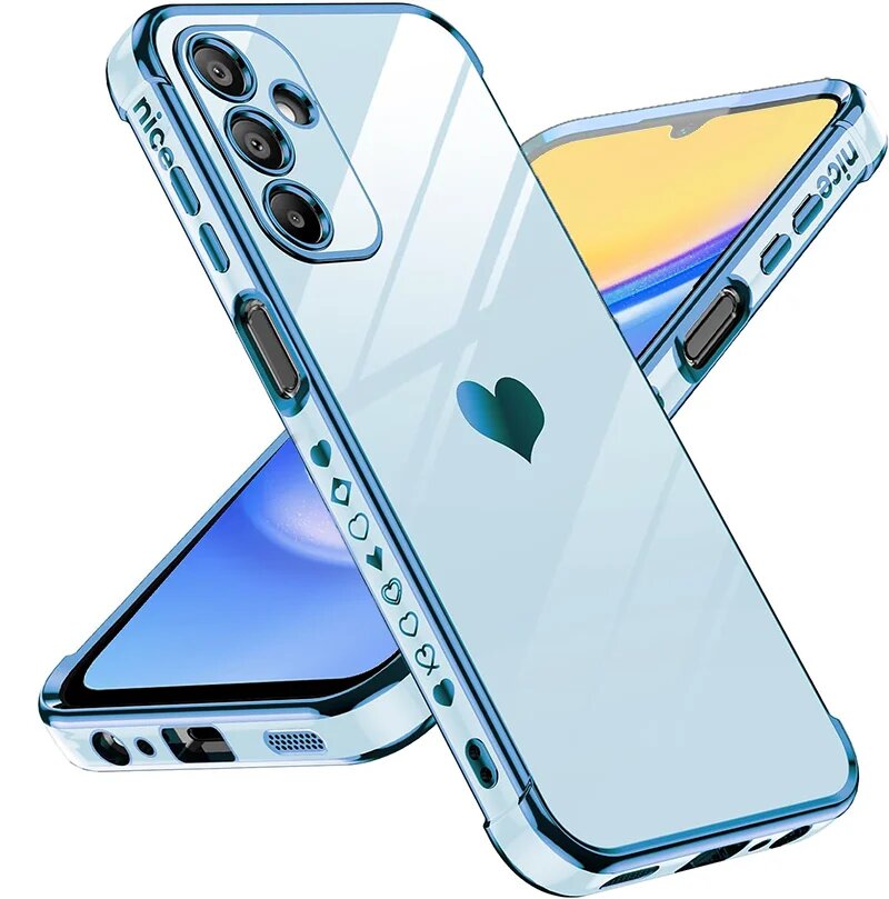 Синий чехол для iPhone с сердечком