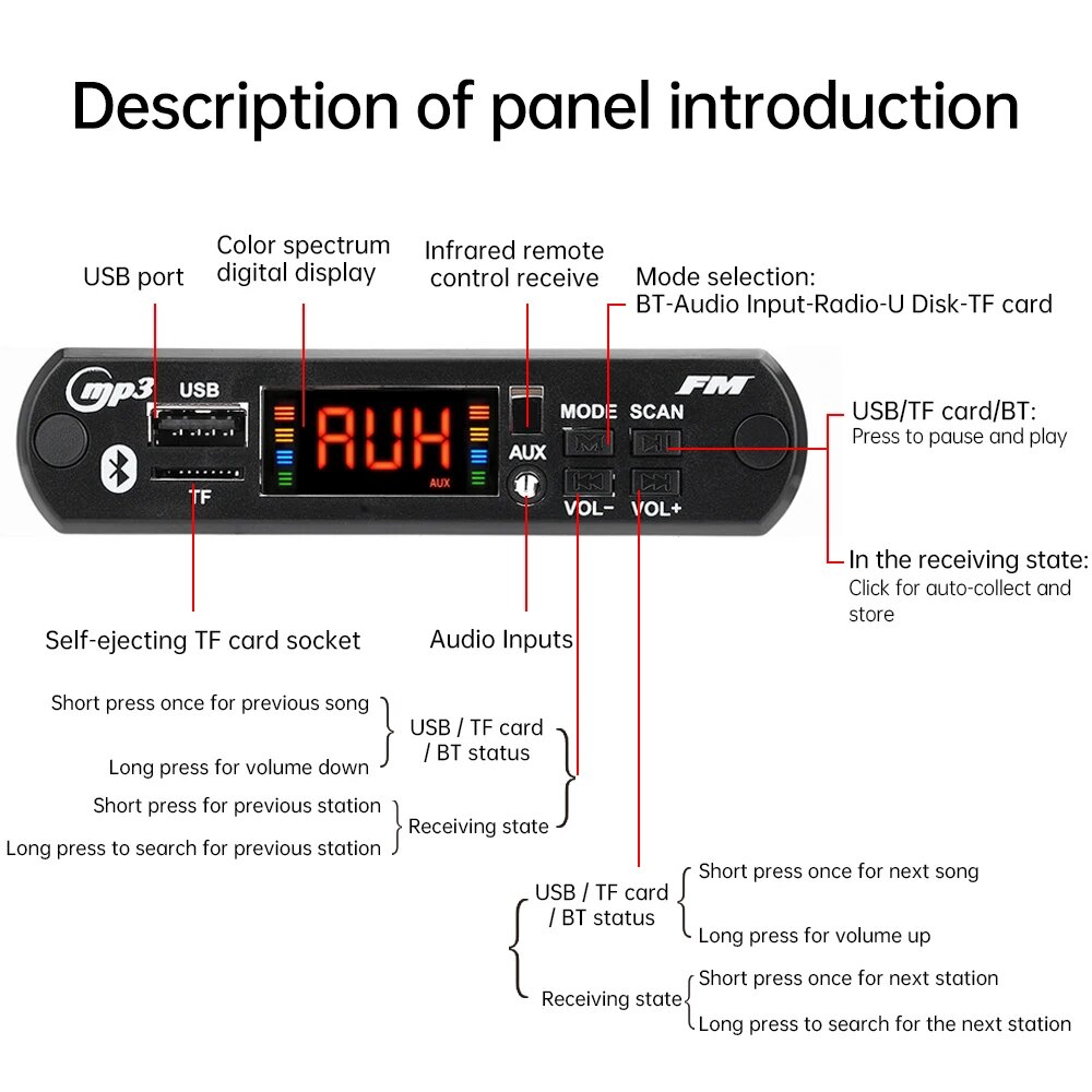 MP3 Decoder Board DC12V с батареей — фото 1