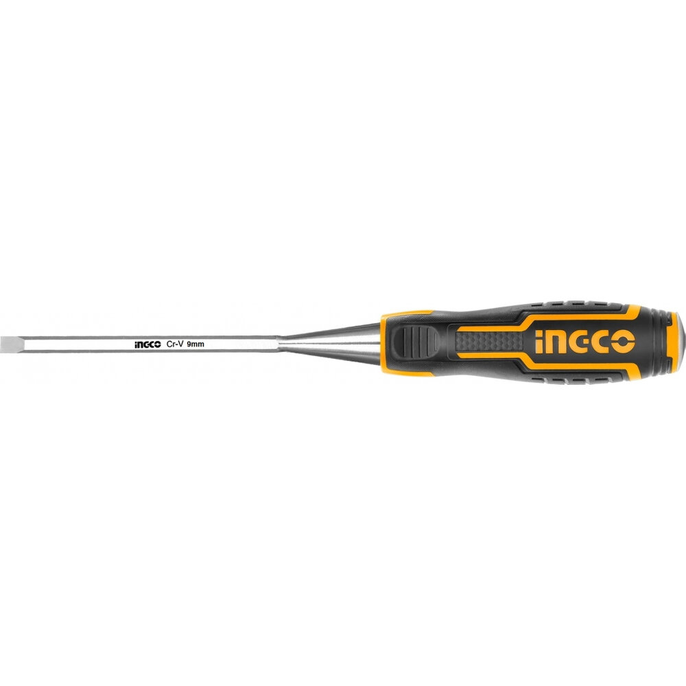 Стамеска INGCO INDUSTRIAL HWC0809, CrV, двухкомпонентная рукоять, 9х140мм