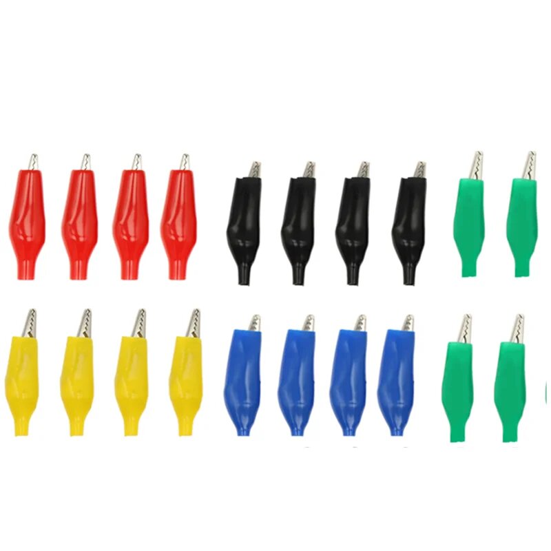 20 шт. Тестовые зажимы крокодил 28мм, 5Color x 4