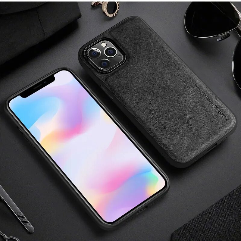 Кожаный чехол X-level черный для iPhone 11