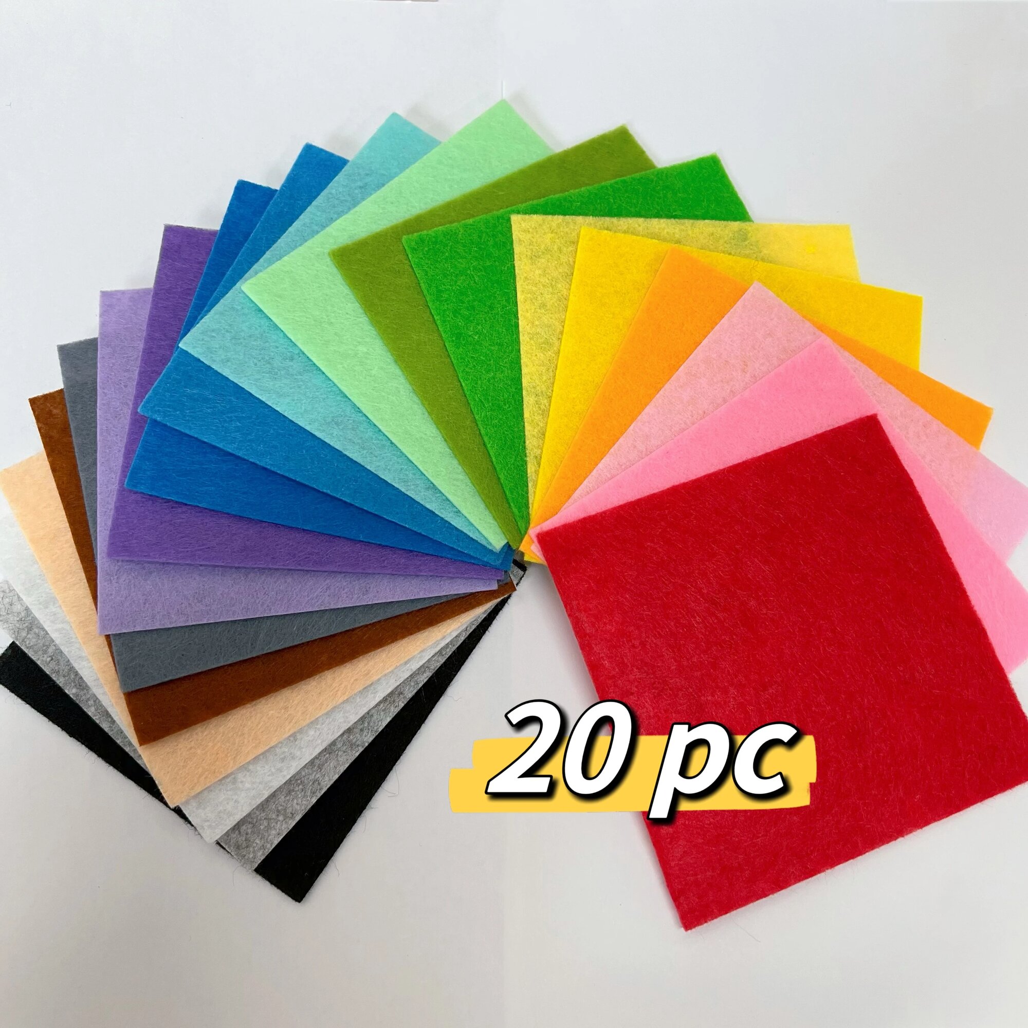 Многоцветный фетр 1 мм для рукоделия 10x10cm, Mixed Color 20pcs