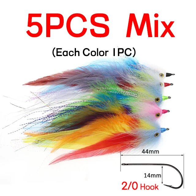 Elllv Стример Летать для рыбалки 2 шт. 5pcs mix