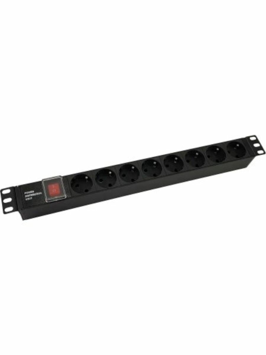 Блок розеток NTSS 19", 8 розеток, 10A, Schuko CEE 7/7