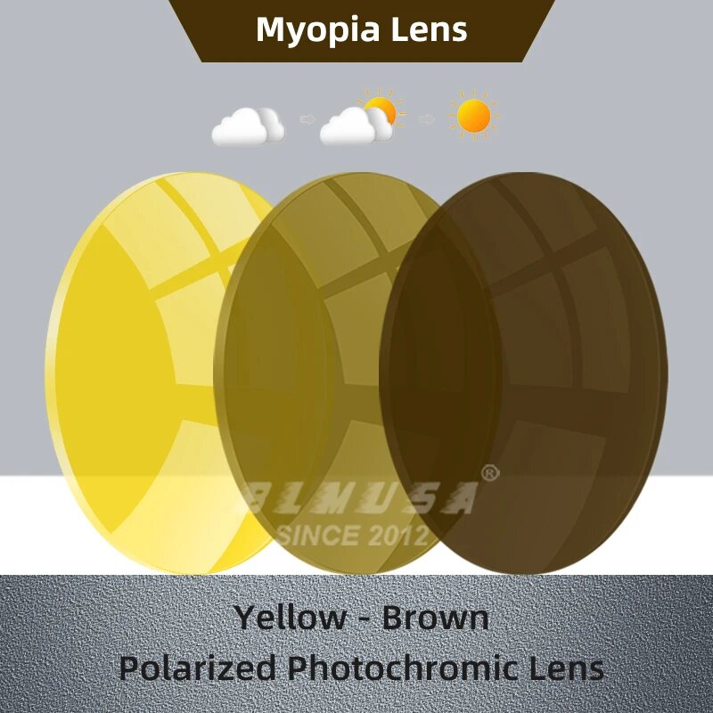 Фотохромные поляризованные линзы BLMUSA 1.56 1.61 1.67 Myopia Yellow, 1.61