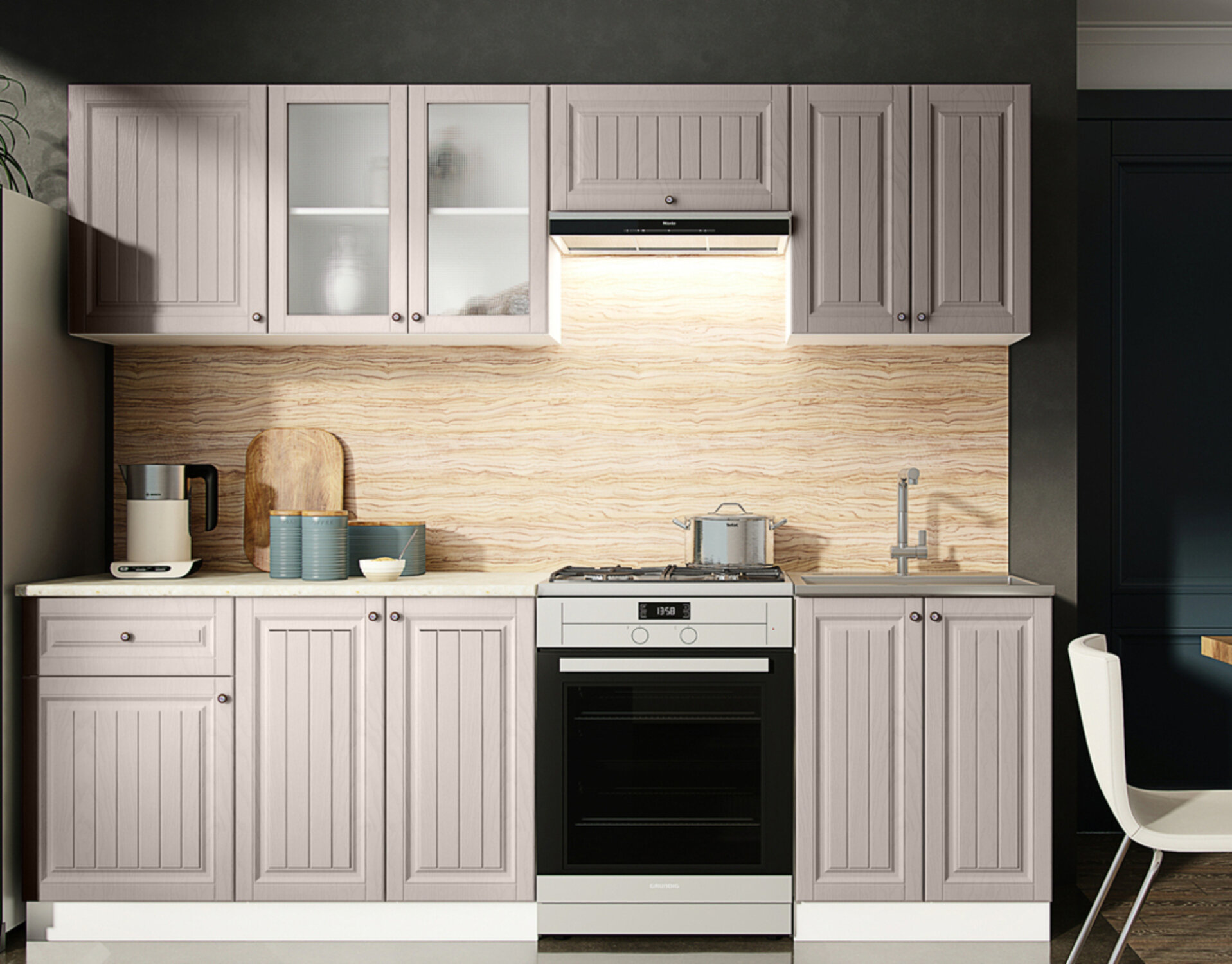 Кухонный гарнитур, кухня, готовый комплект Хозяюшка 2,4 м Мускат