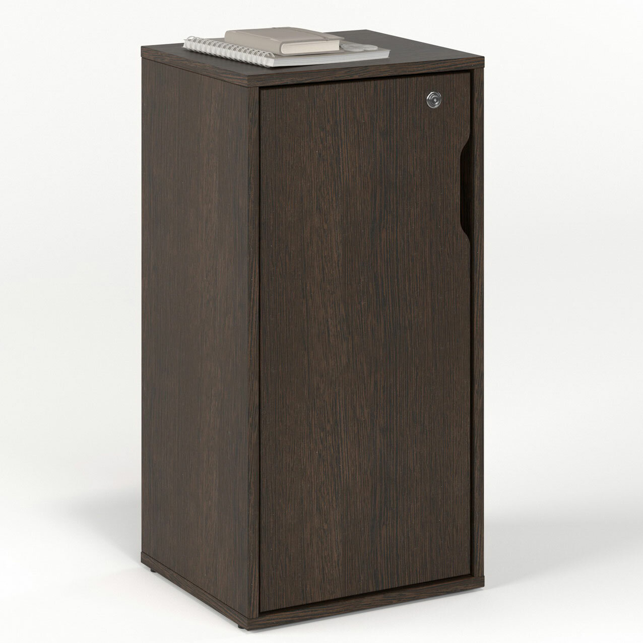 Офисная тумба с дверкой, замком и двумя вкладными полочками (петли слева) МагМебель Б-07-Л венге