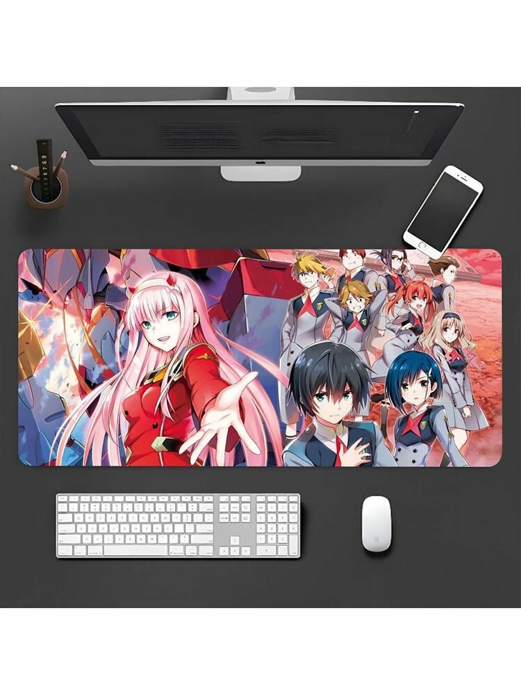 Игровой коврик для мыши с рисунком аниме Zero Two, большой размер 900X400, печать высокой четкости, большой размер XXL