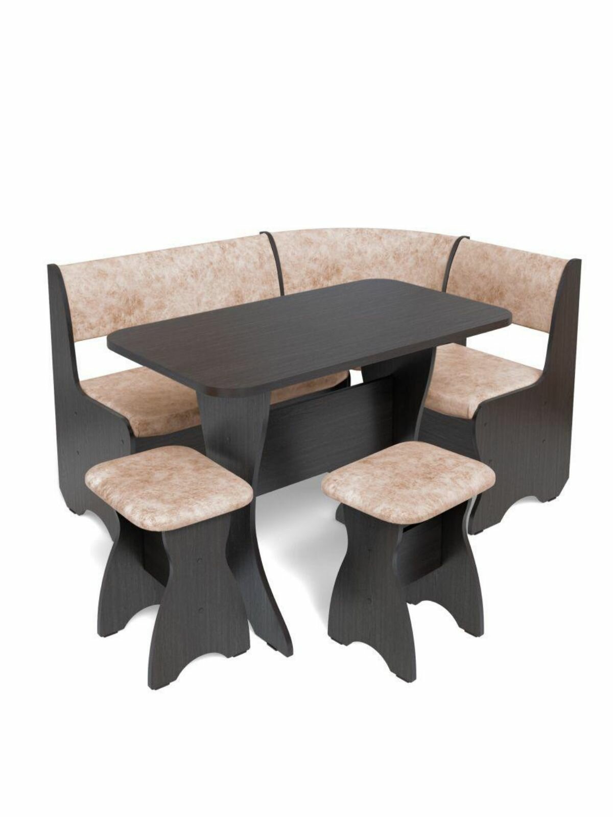 Кухонный уголок бител Тюльпан, стол 1000х580 мм, Венге / велюр Латте