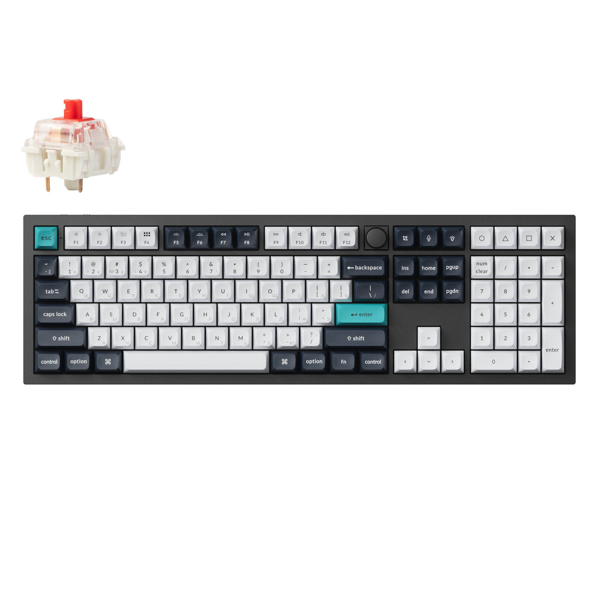 Беспроводная механическая клавиатура Keychron Q6 Max (100%) цвет Carbon Black, RU/EN раскладка, RGB, Hot Swap, кейкапы без подсветки, линейные переключатели (Gateron Jupiter Red)