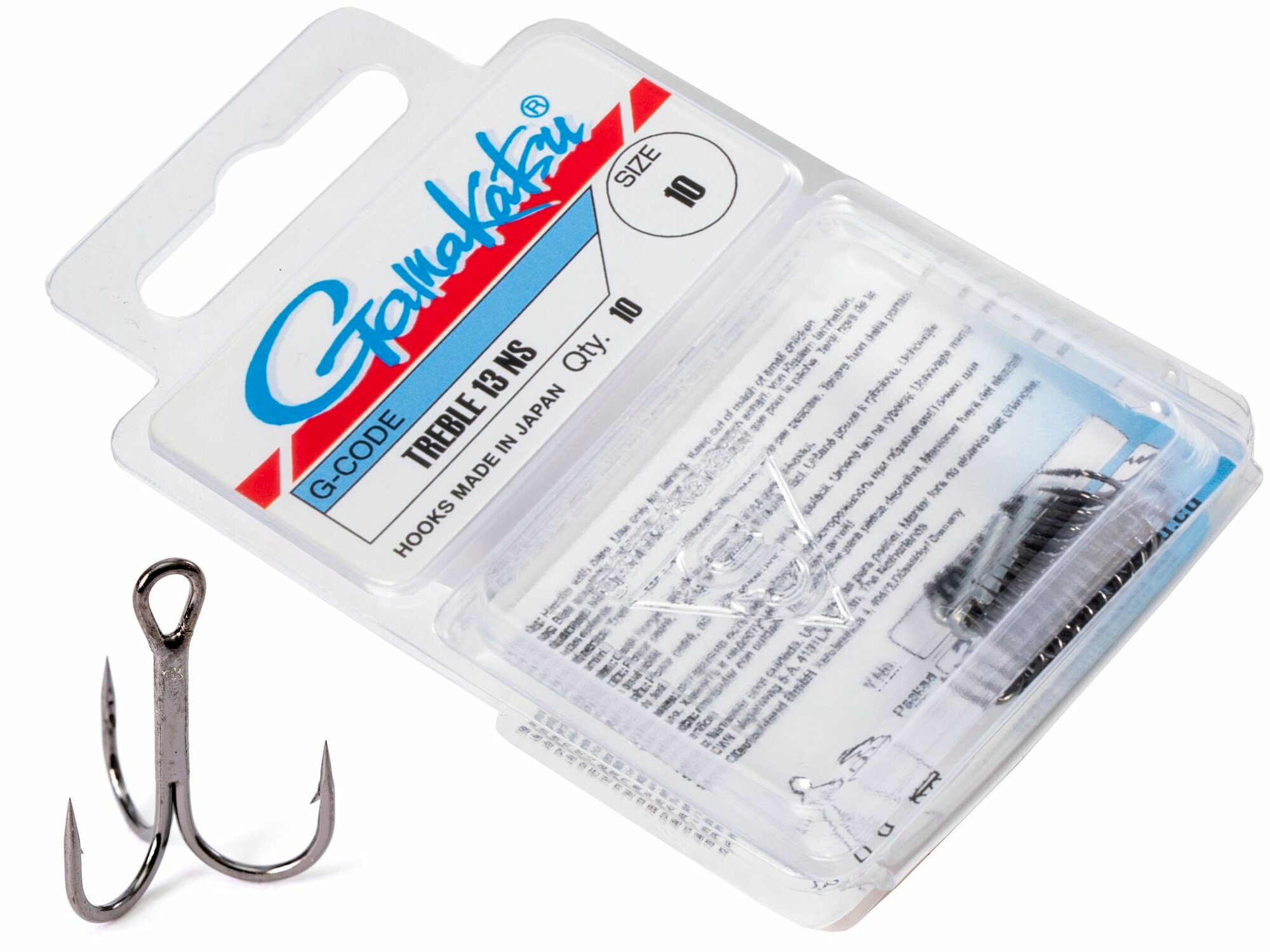 Крючки для рыбалки тройники металлические набор на щуку и сома, Gamakatsu 13NS TREBLE HOOKS BLACK разм. 10 10шт, снасти карповые летние Япония