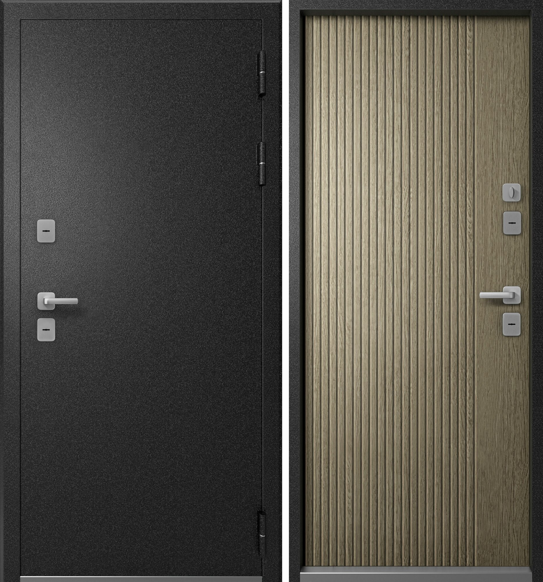 Дверь входная металлическая с терморазрывом Эталон Термо-2 Черный муар-Астана табак 960 левая