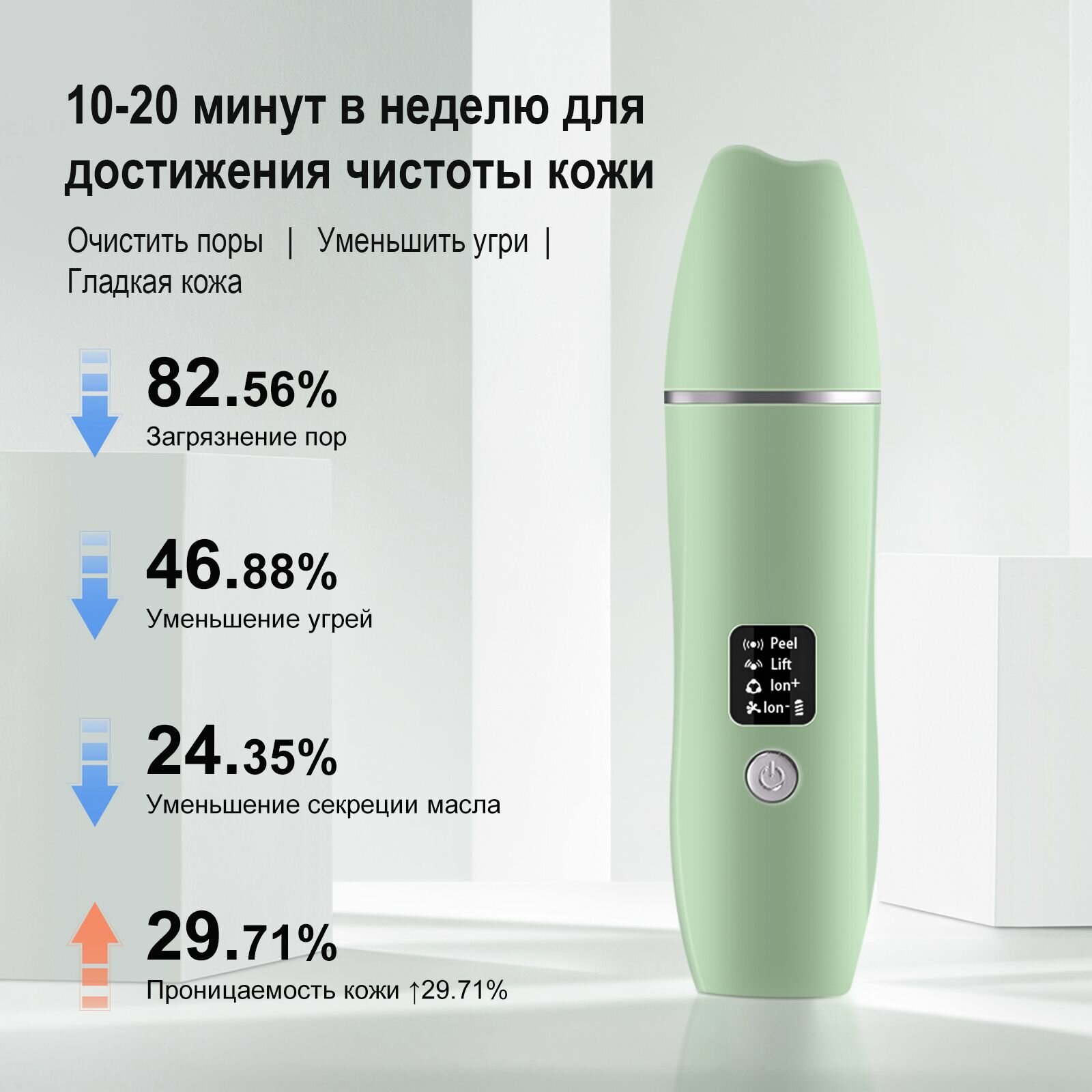 Ультразвуковой аппарат эксклюзивный для глубокого очищения, лифтинга и интенсивного увлажнения эпидермиса, скрабер против угревой сыпи 12000 Гц