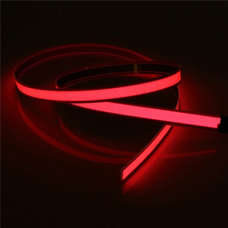 Гибкая неоновая лента (EL) 13 мм, с разъемом для подключения, 2м. Цвет свечения: Красный