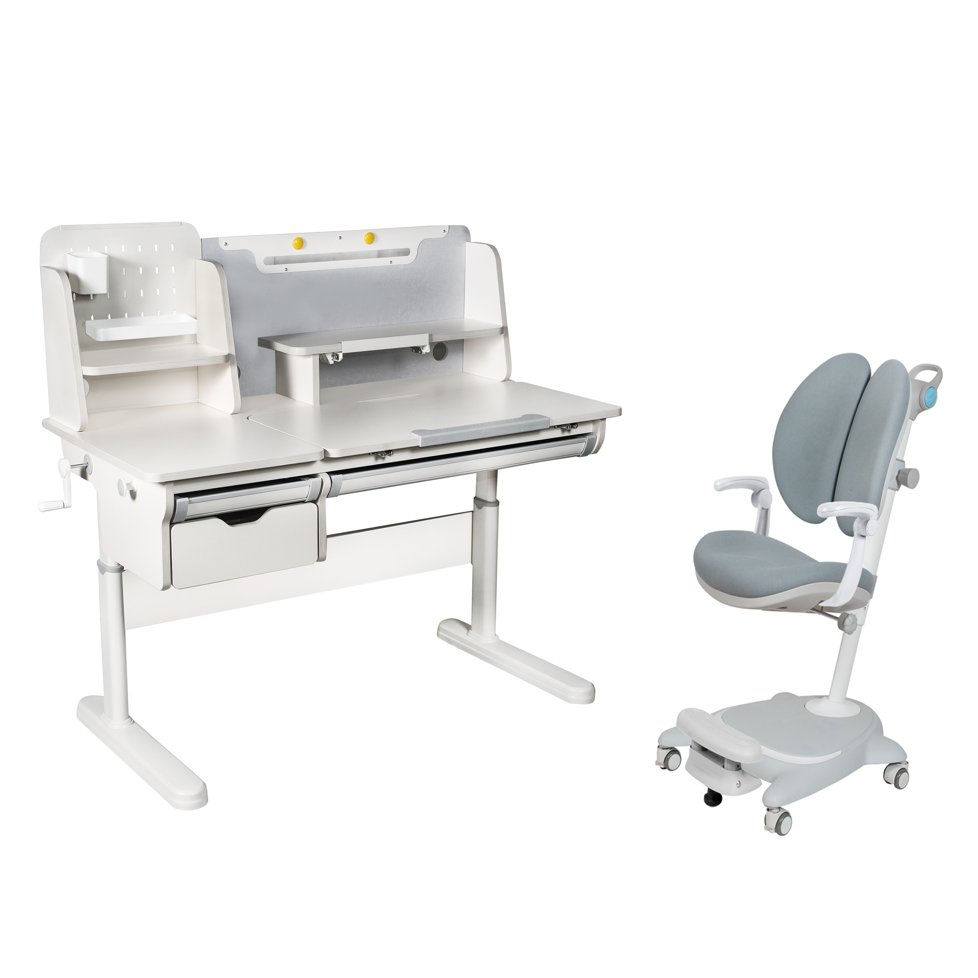 Комплект парта Ammi Grey + кресло Arnica Grey с подлокотниками и подставкой