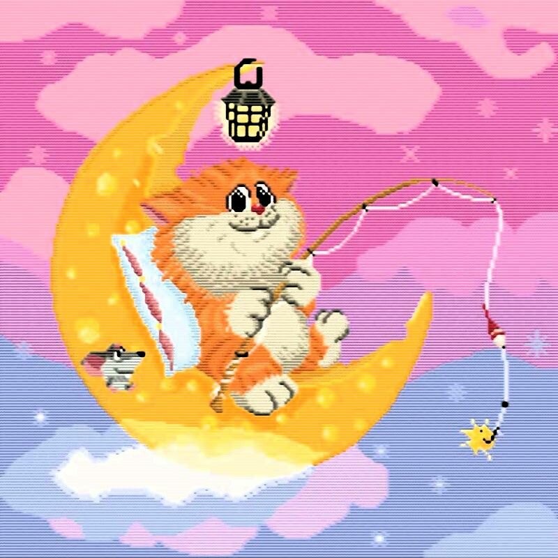 Набор для вышивания крестом "Котик на Луне" 143-14, 29х29 см, Белоснежка