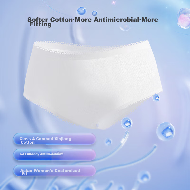 Ankexin Disposable Women's Underwear, Pure Cotton, Sterile, No-Wash, for Pregnant Women, Postpartum, Menstruation, Business Trips, Travel, L Size, 5-Pack